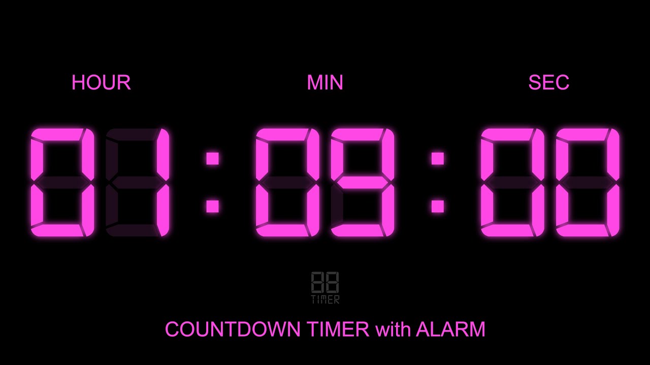 1 Hour 9 Minute Countdown Timer with Alarm Start and Finish time ...