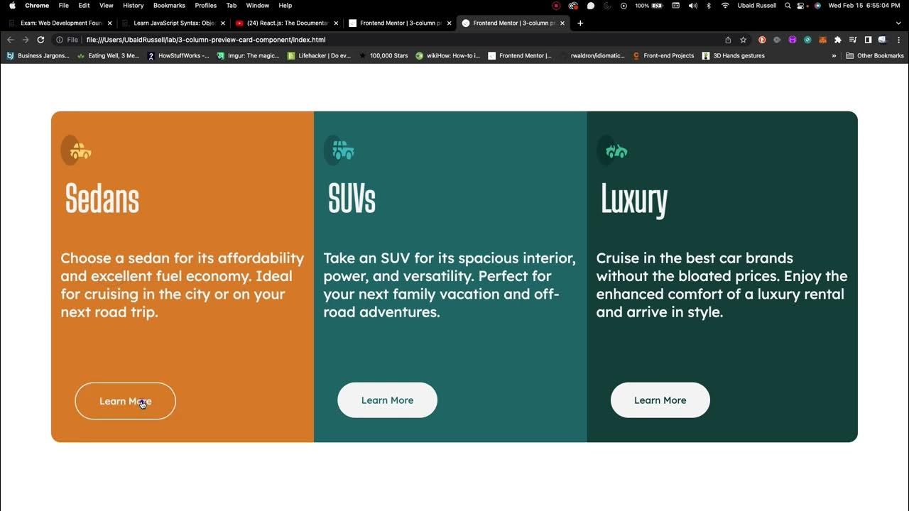 3 column preview card component - YouTube