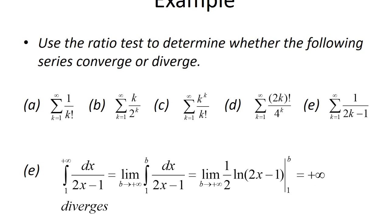 Lect 3 : More examples based on Test for the convergence of Series ...