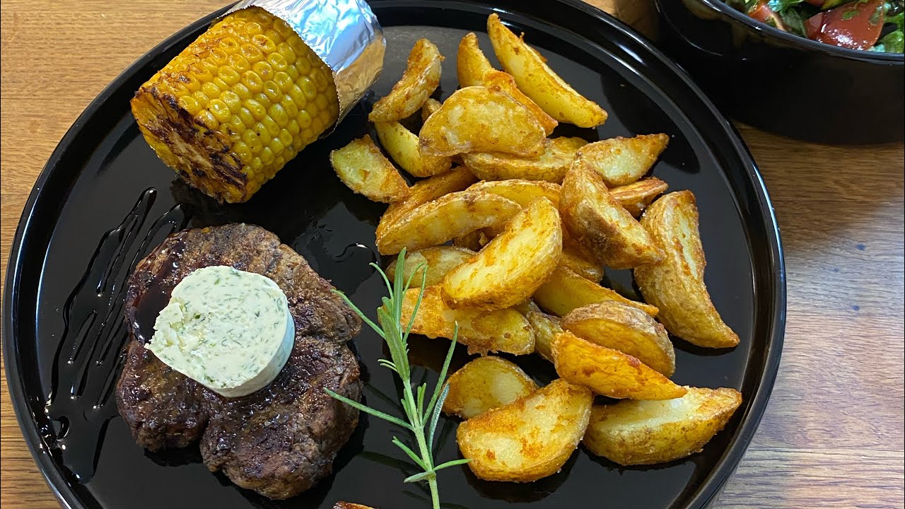 Rinderfilet Steak mit Kräuterbutter - YouTube