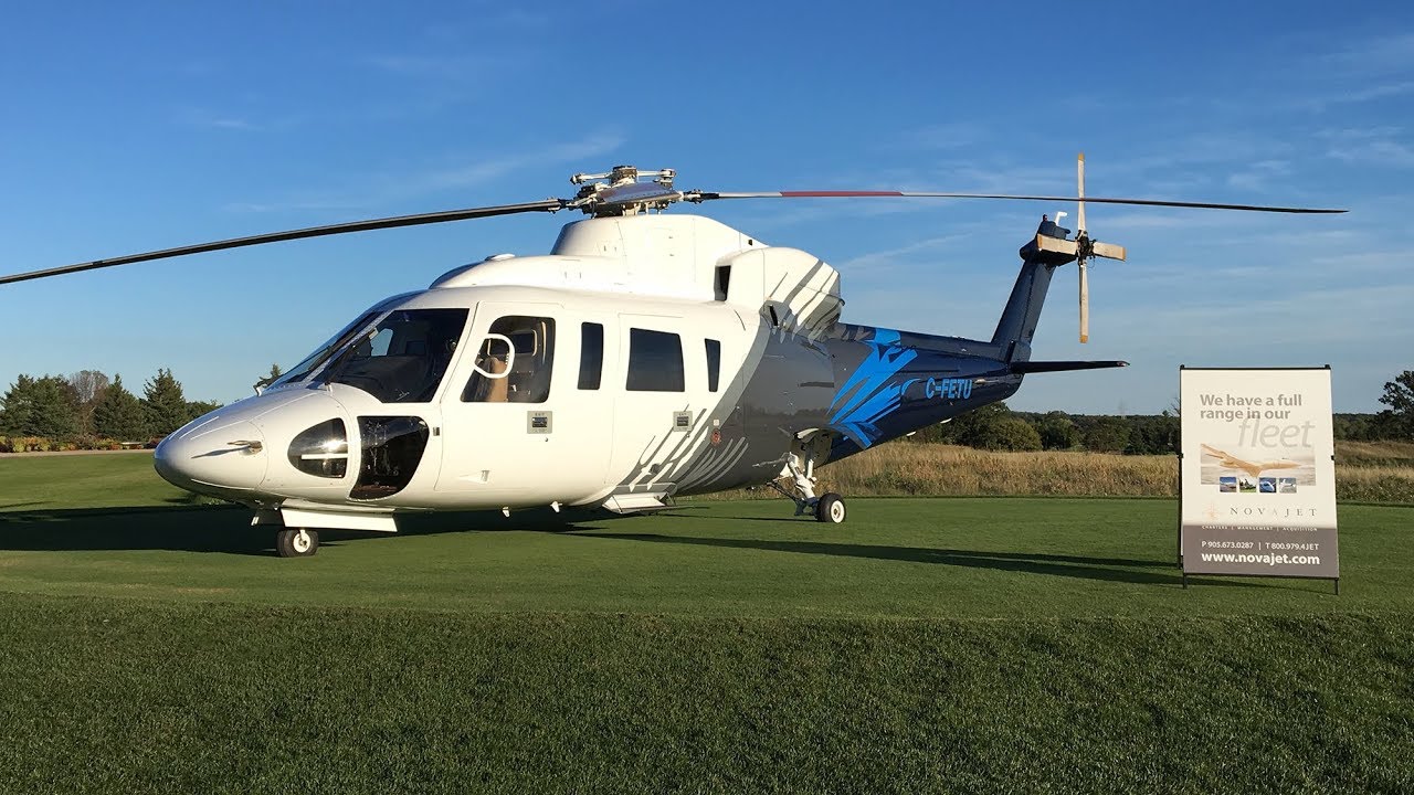 Sikorsky S-76C+ Helicopter taking off into the Sunset | Novajet ...