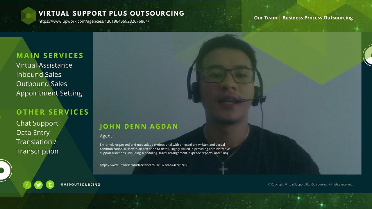 John Denn Agdan l Virtual Support Plus Outsourcing - YouTube