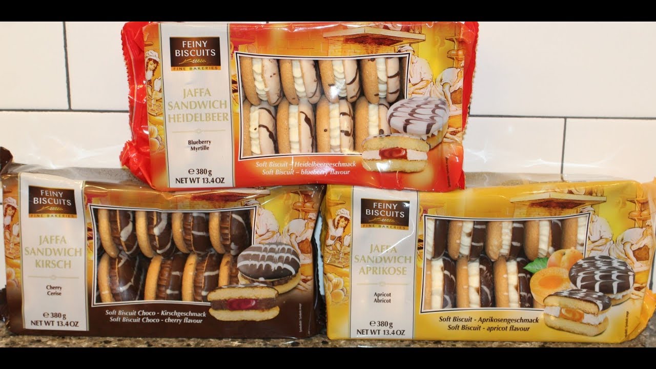 Feiny Biscuits Jaffa Sandwich: Blueberry, Cherry & Apricot Review - YouTube