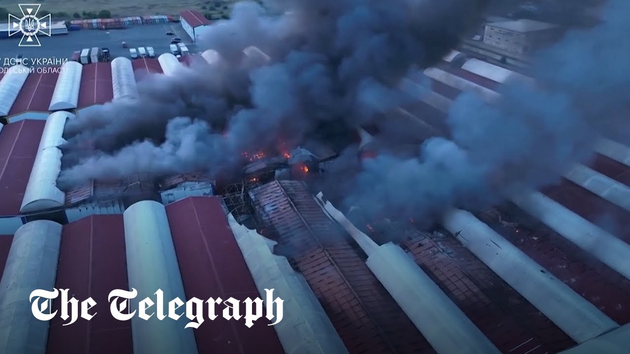 Odesa grain terminal hit in Russian attack - YouTube