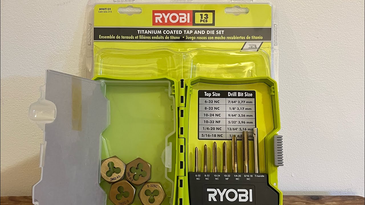 Ryobi 13 PC. Titanium Coated Tap and Die Set A96T131 - YouTube