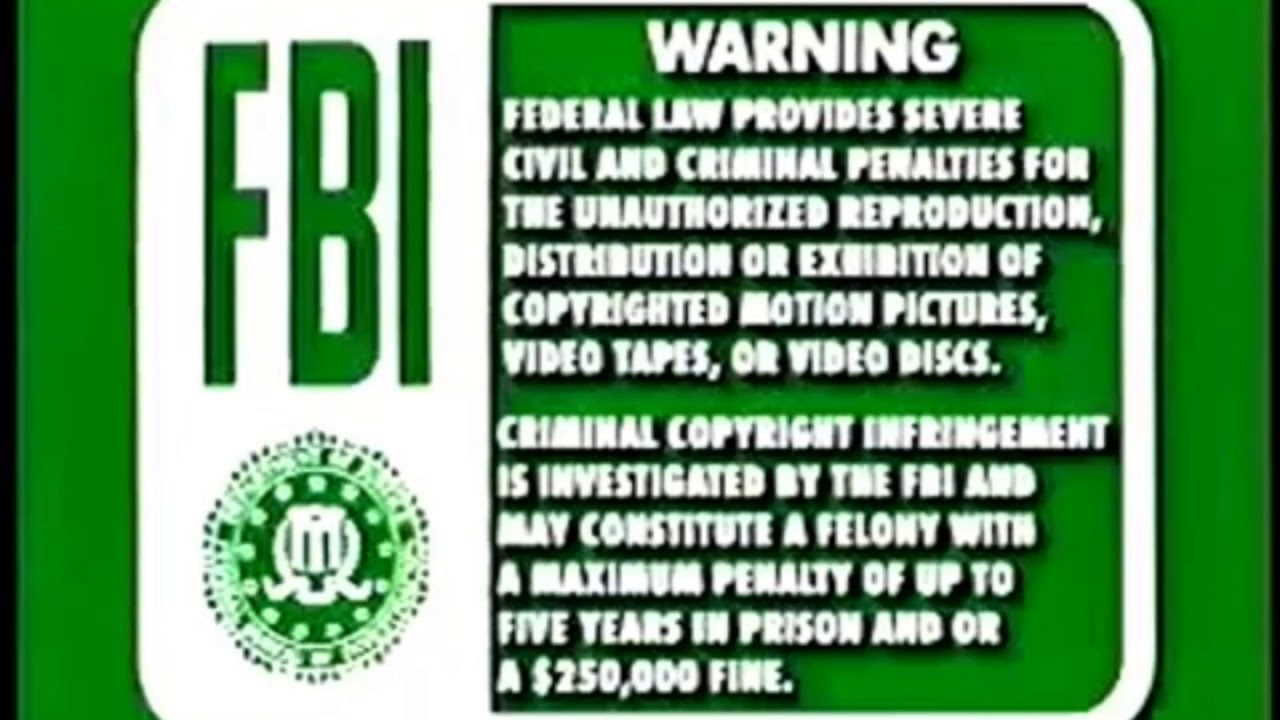 Disney FBI Warning (1997-2000) - YouTube