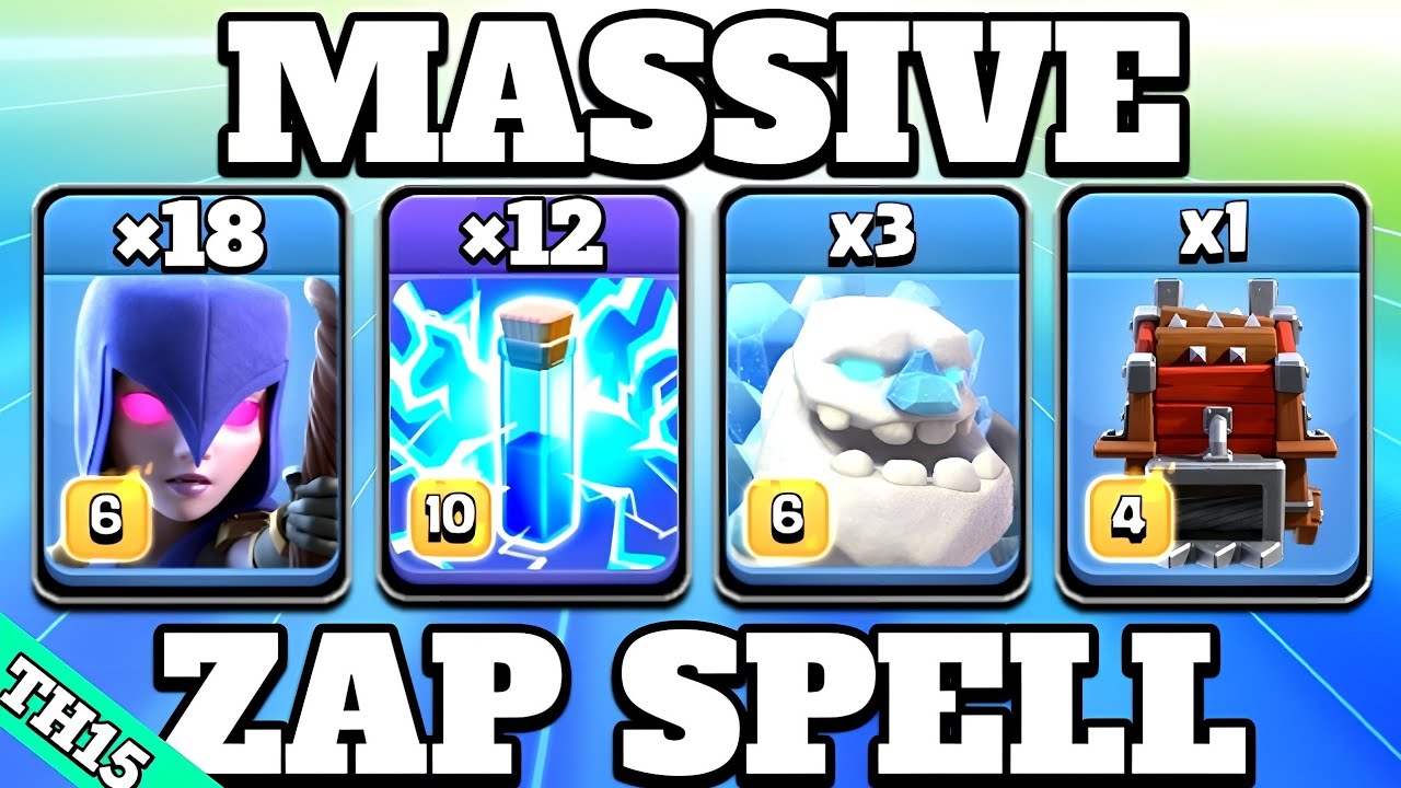Massive Zap Spell With Witch Attack Strategy 2023!! 12 Zap + 18 Witch ...