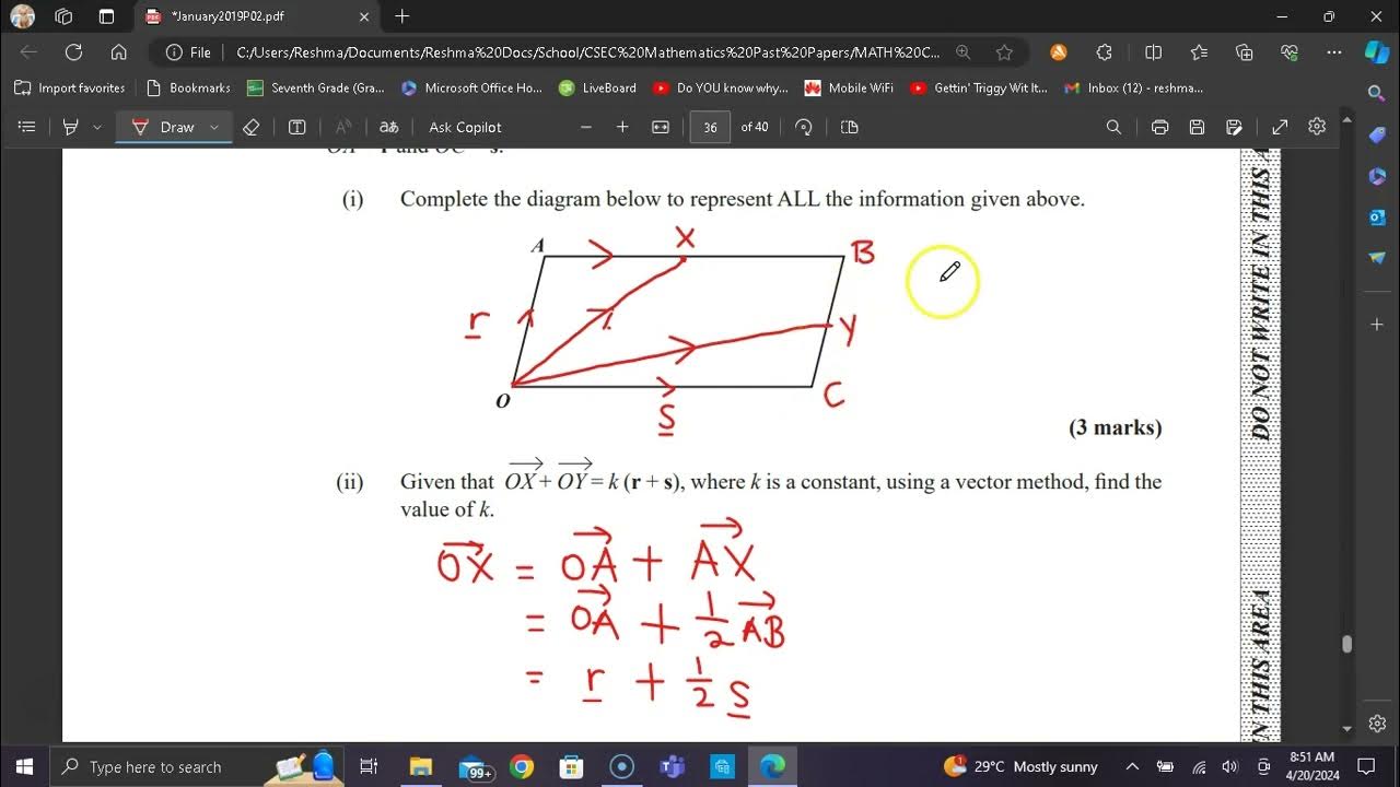 CSEC Math past paper revision by topic - Vectors - January 2019 ...