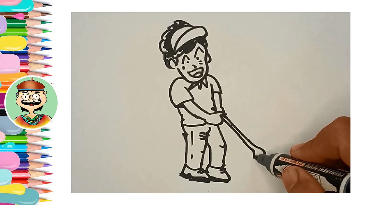 How to draw play golf วาดเล่นกอล์ฟ - YouTube