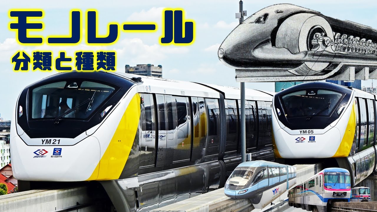 モノレールの種類と分類【懸垂式、跨座式、中央案内軌条式新交通システム】Monorail types and classifications ...