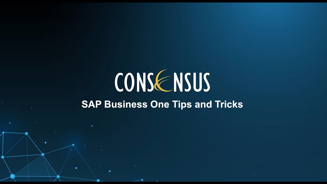 SAP Business One Tips and Tricks Youtube - YouTube
