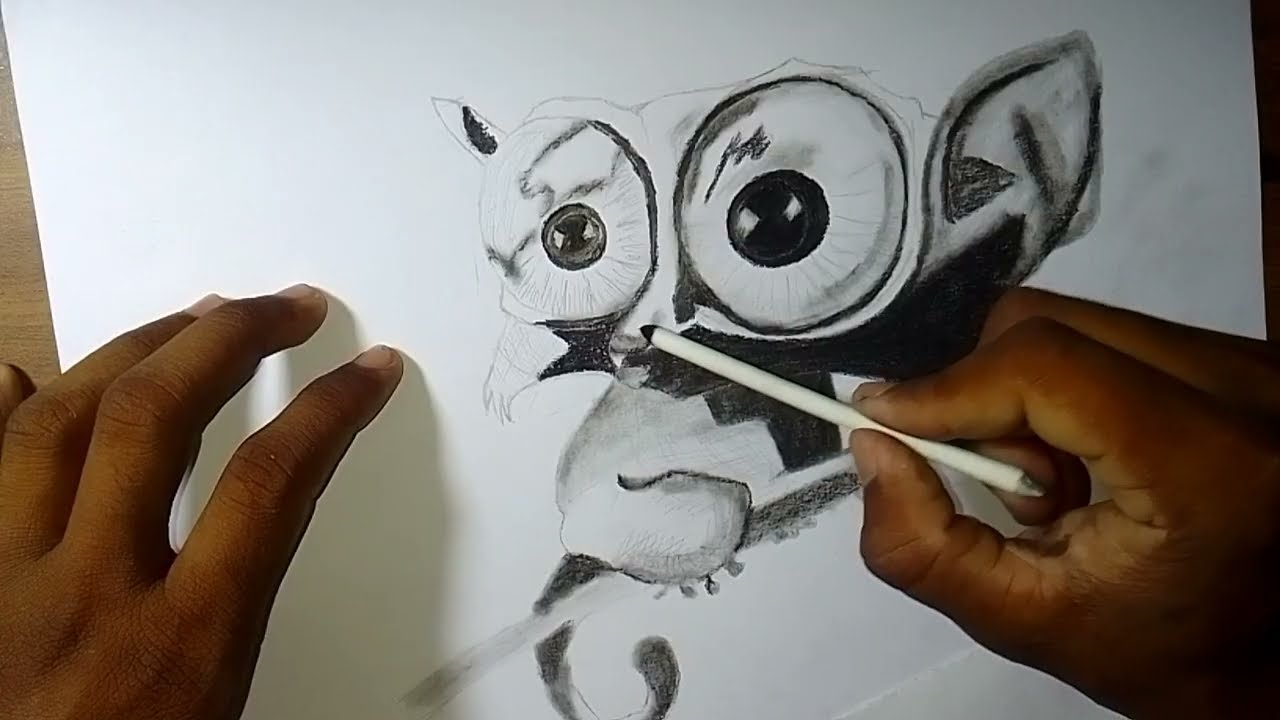 Cute tarsier Big eyes drawing|tarsier drawing|how to draw anime drawing ...