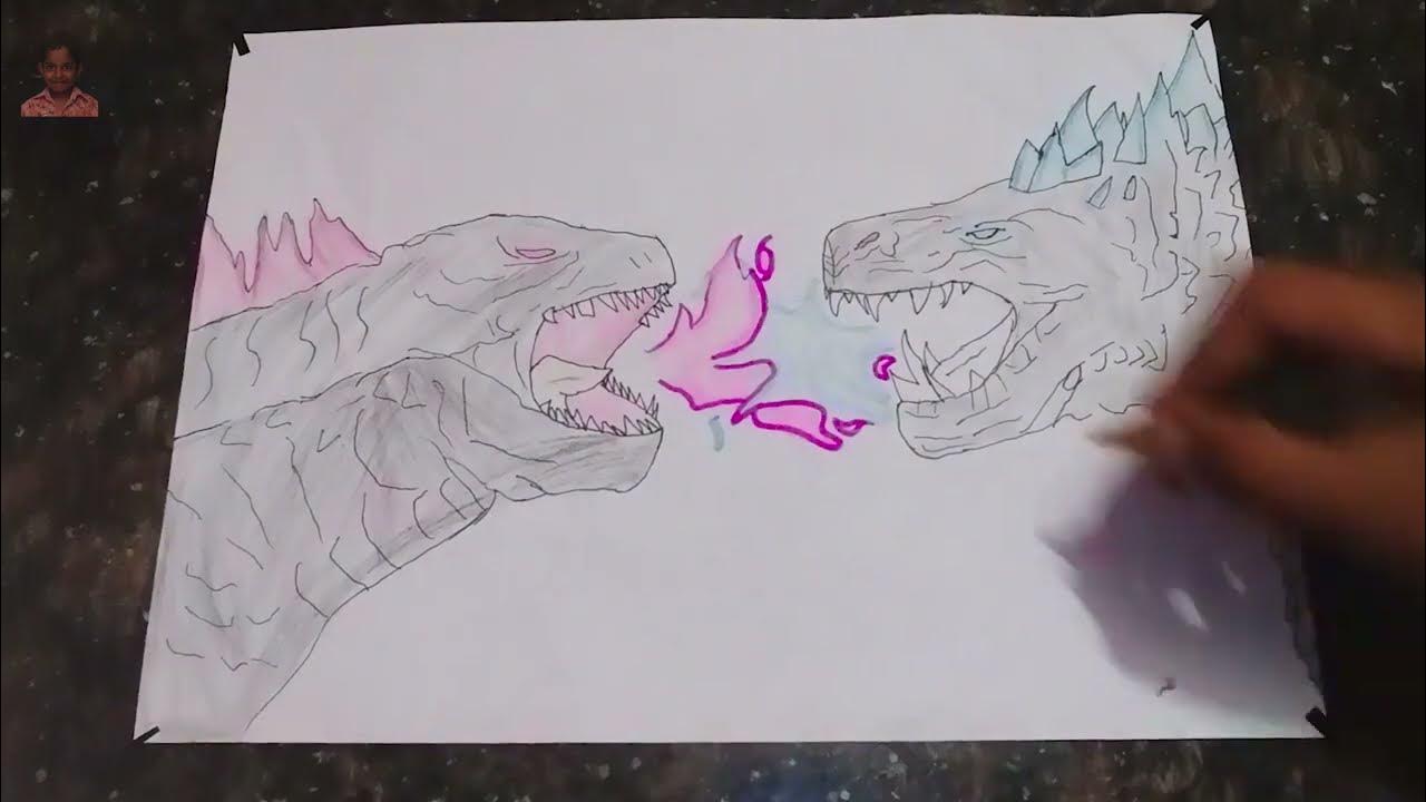 How to Draw Godzilla vs Shimo from Godzilla x Kong New Empire | Godzilla drawing | Sketching ...