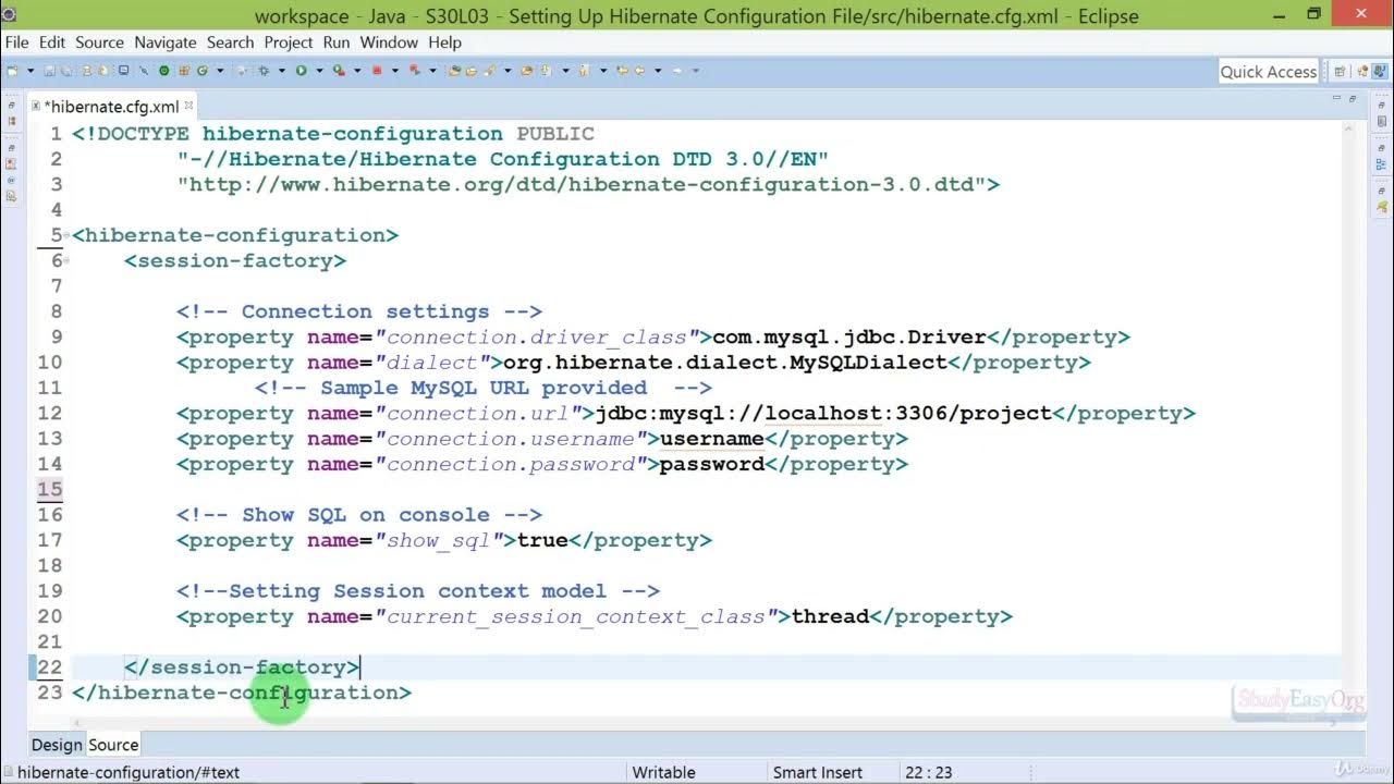 292 Setting Up Hibernate Configuration File ( Please SUBSCRIBE Our Channel ) - YouTube