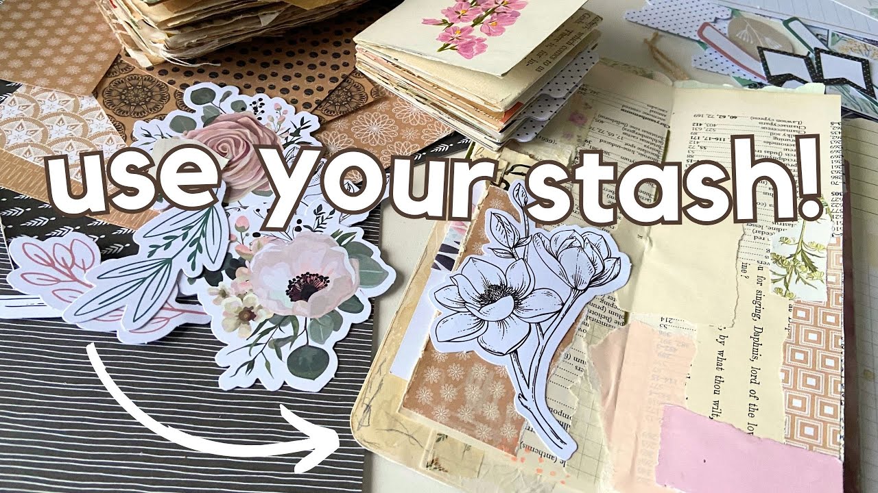 Craft with me Tip-ins, tabs and collage in my no-sew junk journal - YouTube