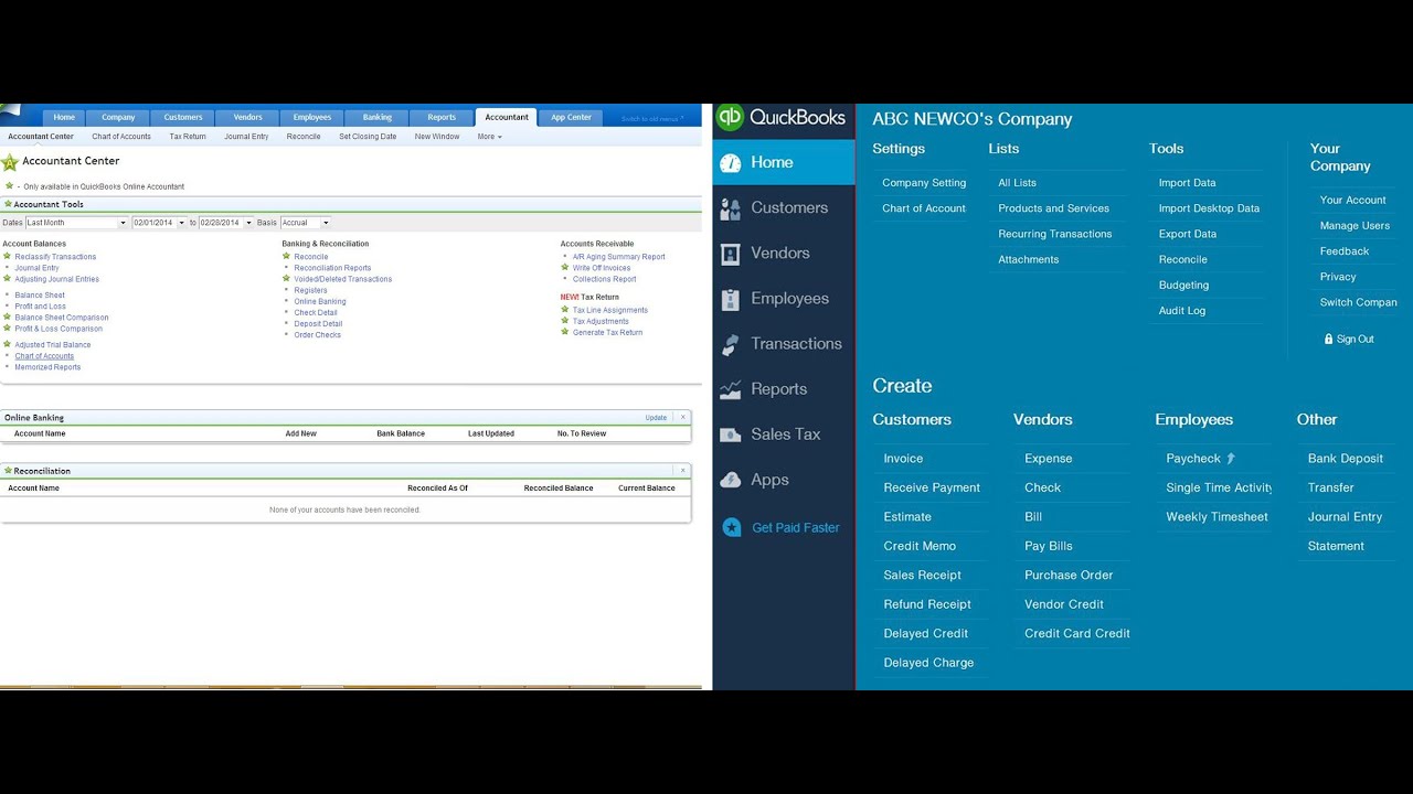 New QuickBooks Online: Quick Side by Side Comparison between Old QBO ...
