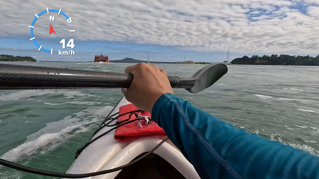 Boat wake chase! Mirage 730 double sea kayak - YouTube