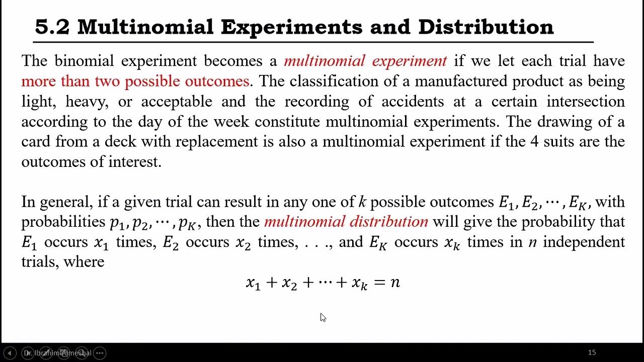 Chapter 5-Part2: Multinomial Experiments & Distribution - YouTube