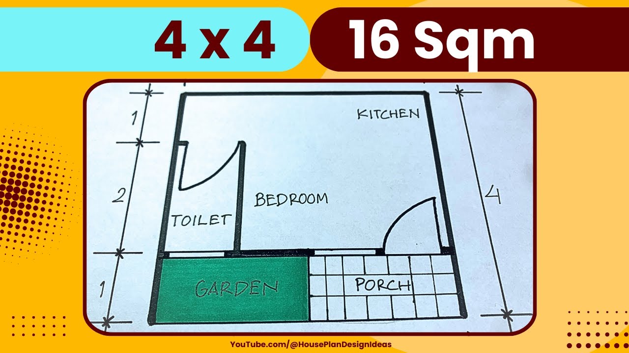 4x4 House Plan Design 16 square meter - YouTube