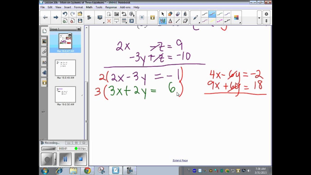 Lesson 106 - More Systems of Three Equations - YouTube