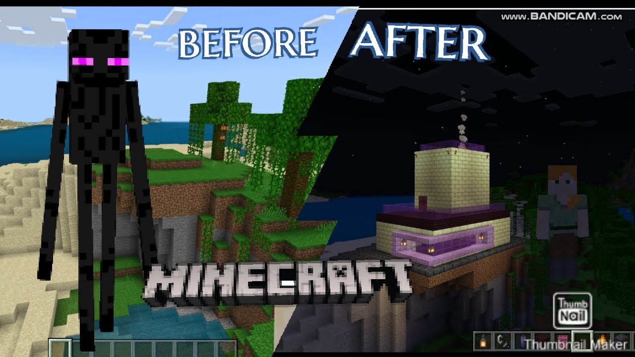 ENDERMAN THEME HOUSE minecraft enderman theme house building time lapse ...