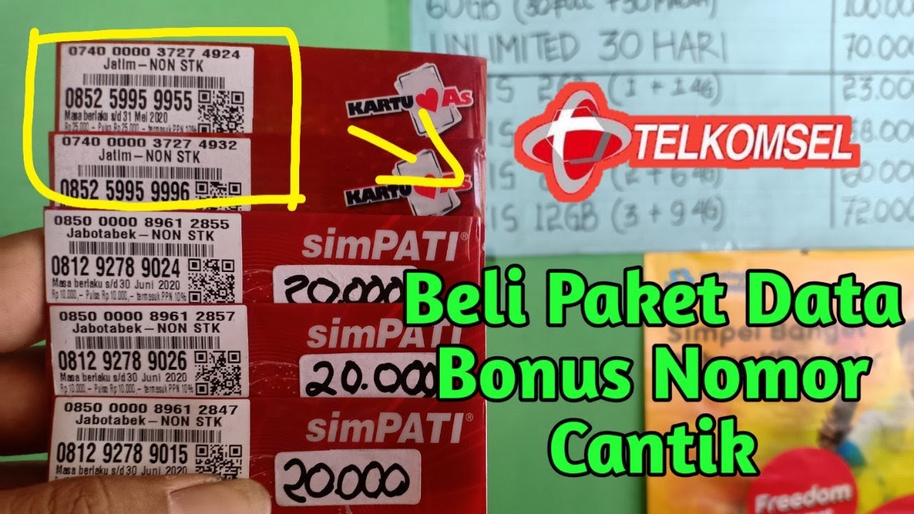 Nomor Cantik TELKOMSEL Simpati/As MURAH...BONUS Paket Data?? - YouTube
