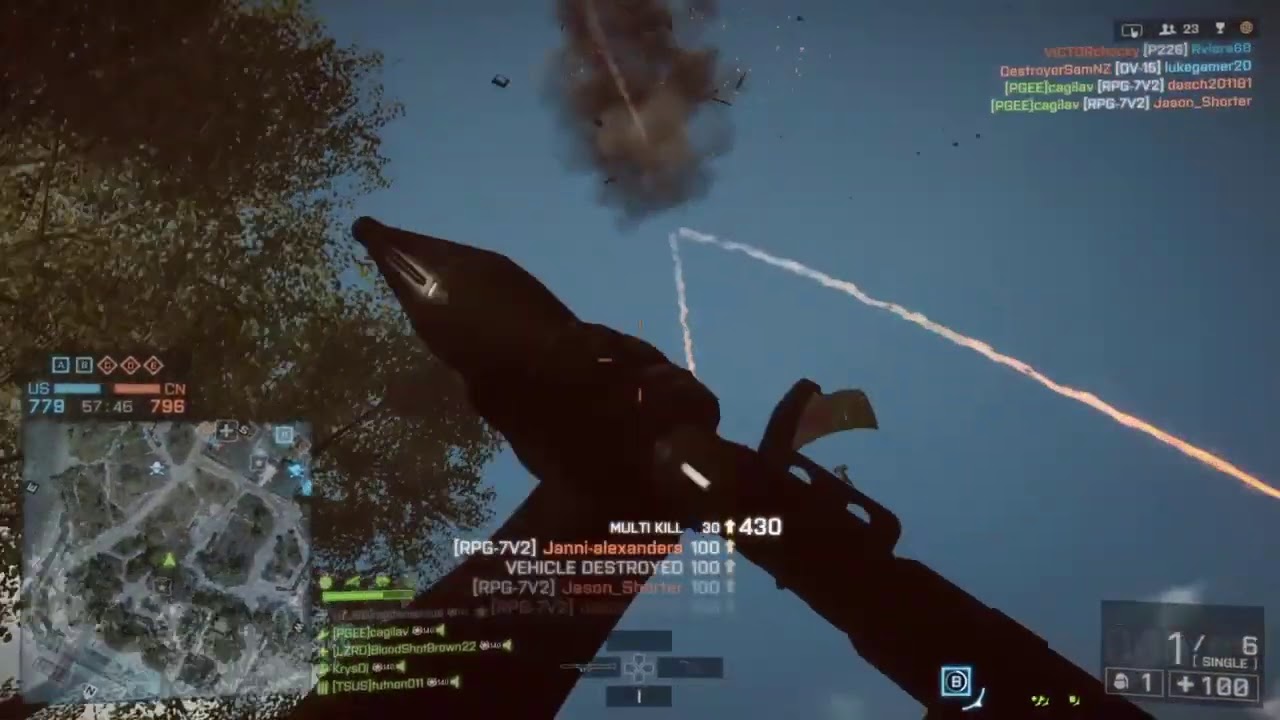 Battlefield 4 RPG Helicopter Multikill - YouTube