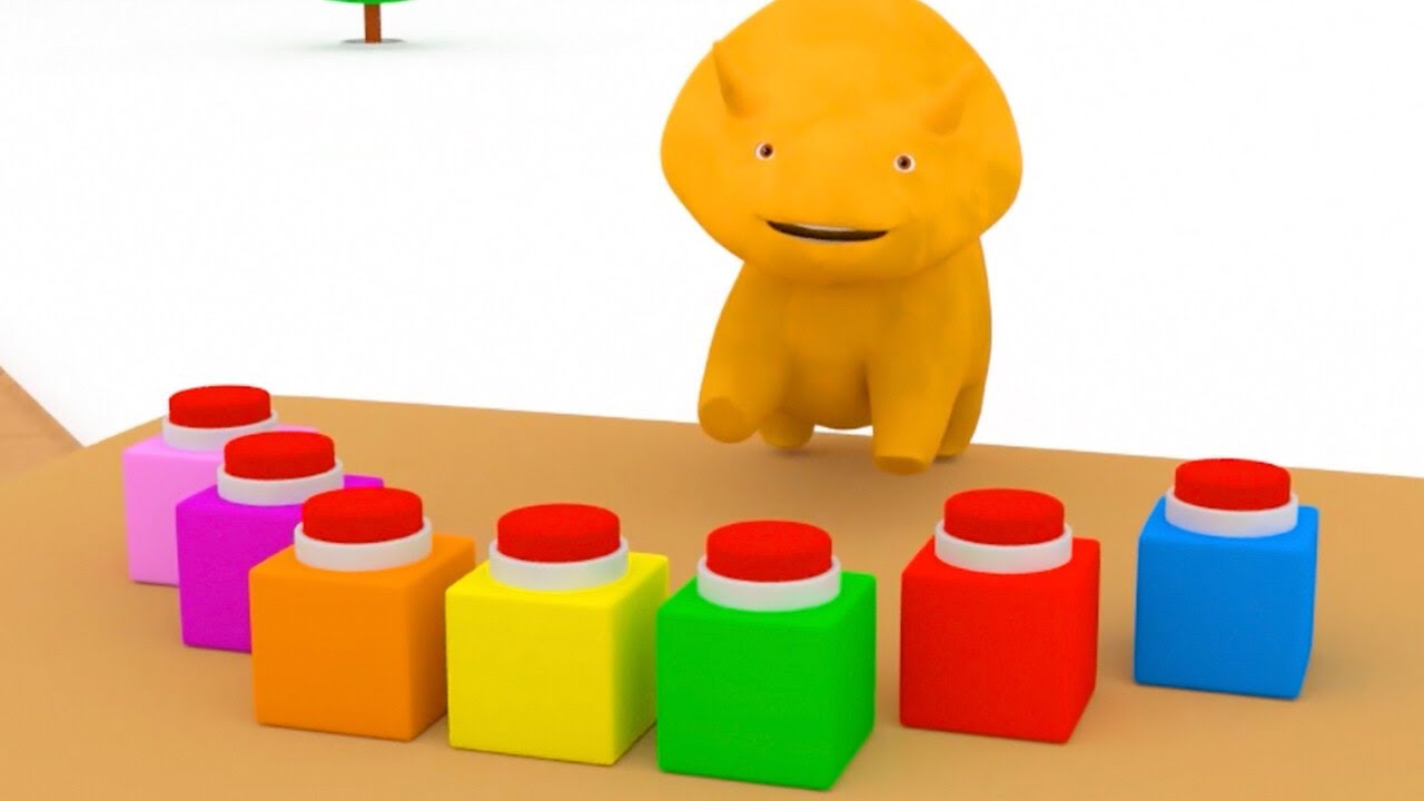 Apprendre les couleurs - Dino casse les murs avec des Trains - YouTube