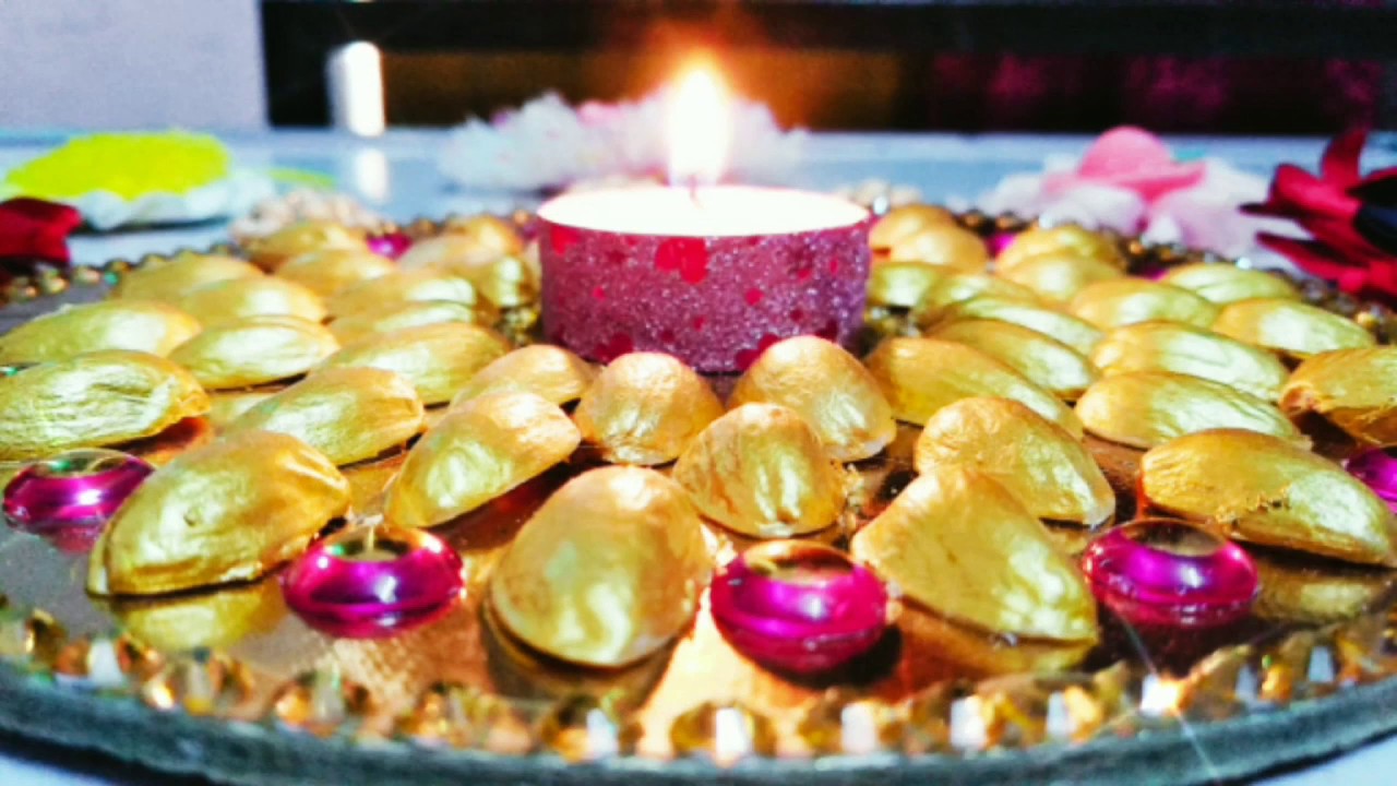 Diya stand from pista shells/Candle stand for Diwali/ Diwali decoration ...