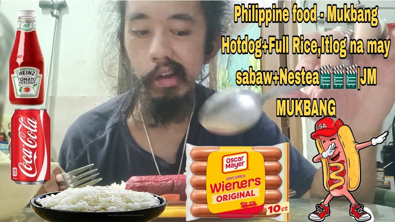 Philippine food - Mukbang Hotdog+Full Rice Itlog na may sabaw 🎬🎬🎬 JM ...