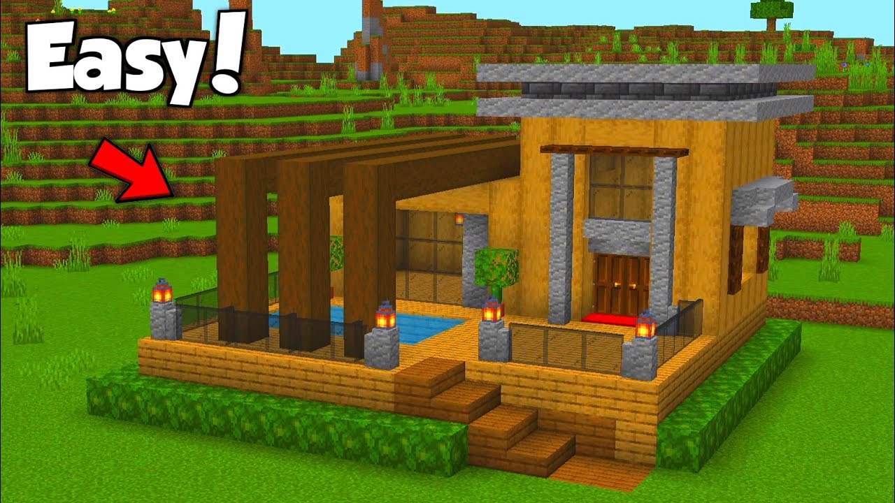 Minecraft: How To Build a Small Wooden House With Pool (Tutorial) - YouTube
