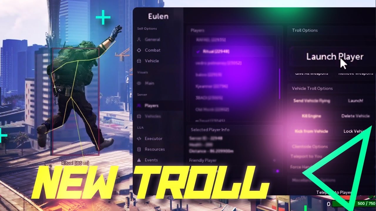 New Troll ⚡ Launch Player | FiveM Eulen Cheats - Lua Executor Trigger ...