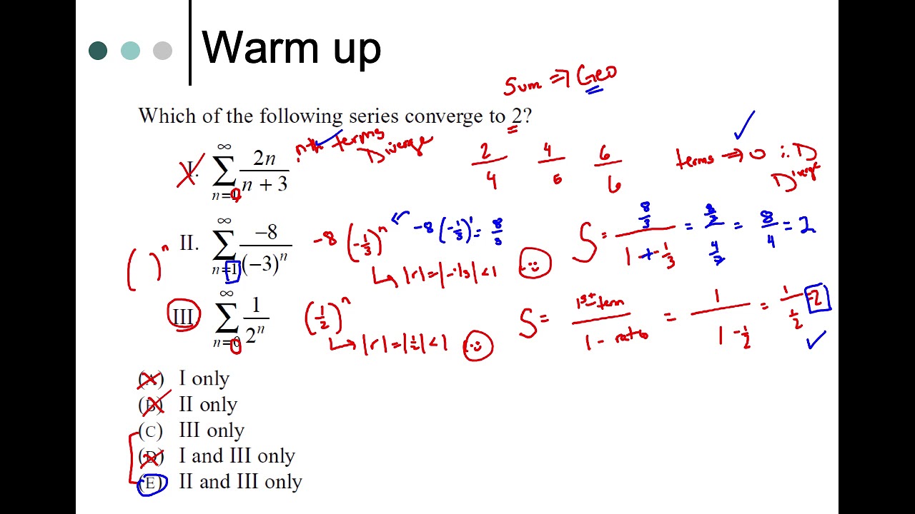 BC Calc Numeric Series Review - YouTube