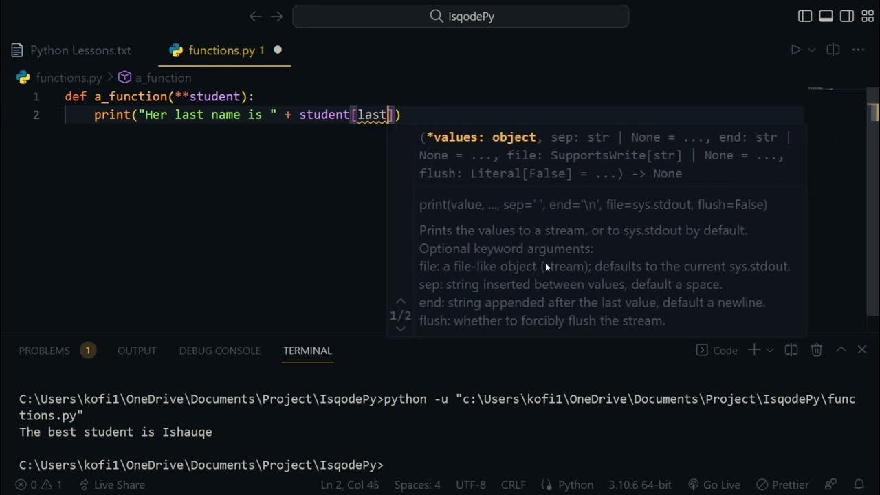 6.5 Arbitrary Keyword Argument - YouTube