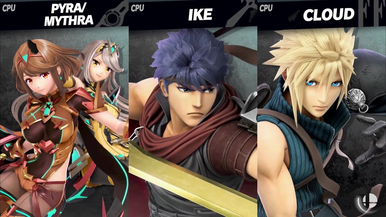 Super Smash Bros. Ultimate - Pyra/Mythra vs Ike vs Cloud - YouTube