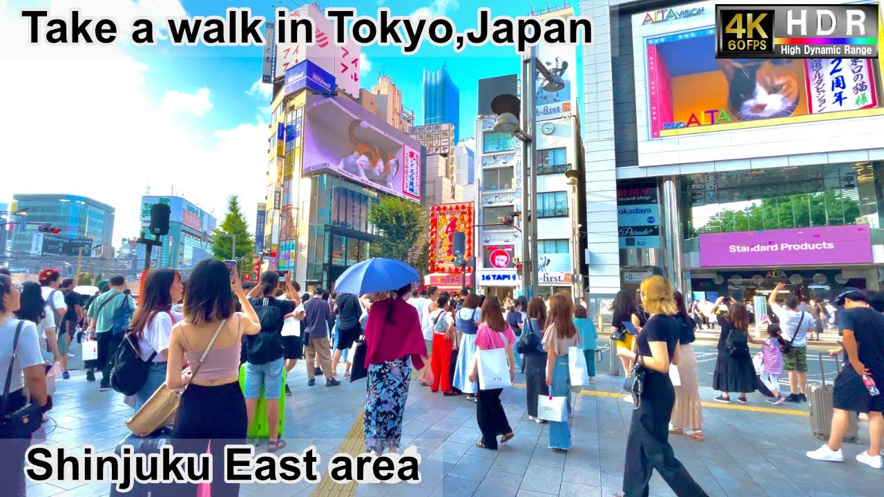 4K 60fps HDR// Take a walk in Tokyo, Japan, Shinjuku Sanchome→Shinjuku ...