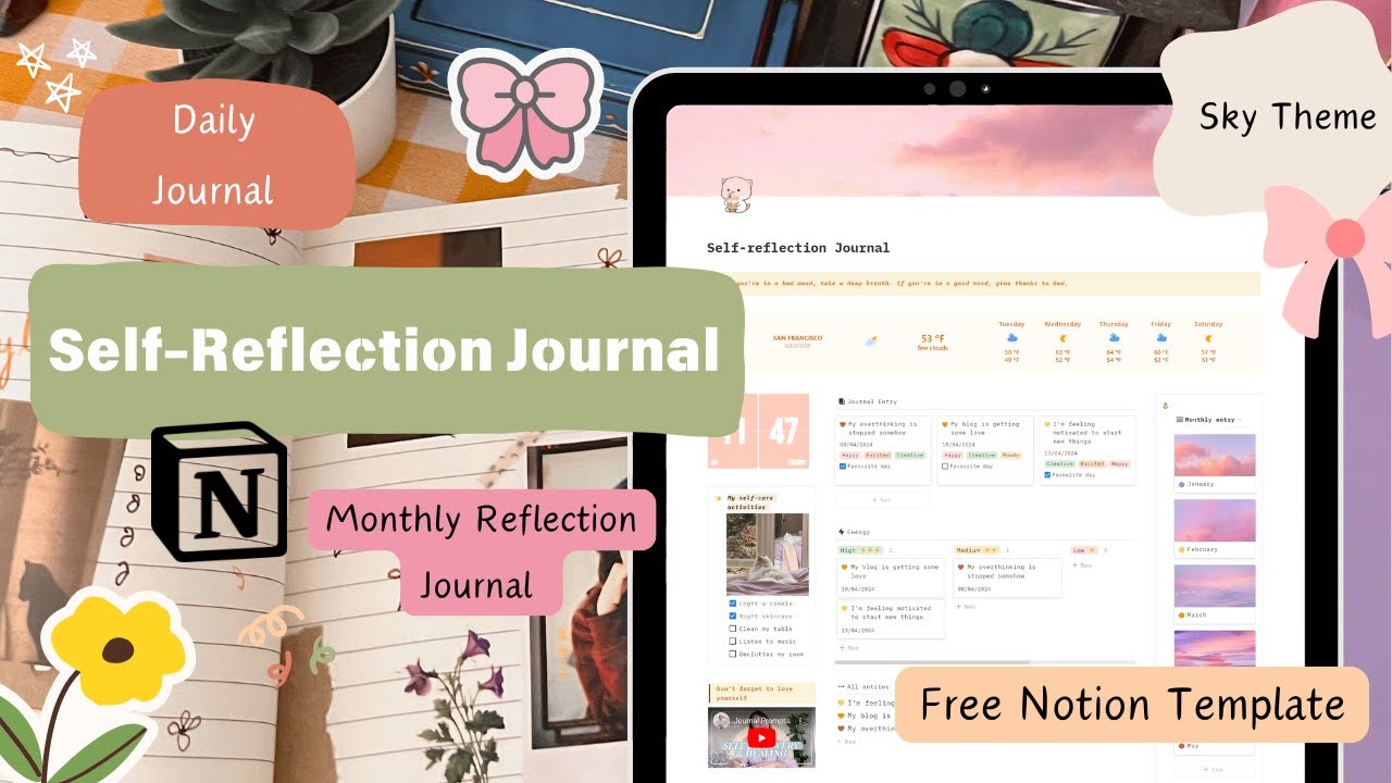 Self reflection journal Notion Template | Promo video | Manage your ...