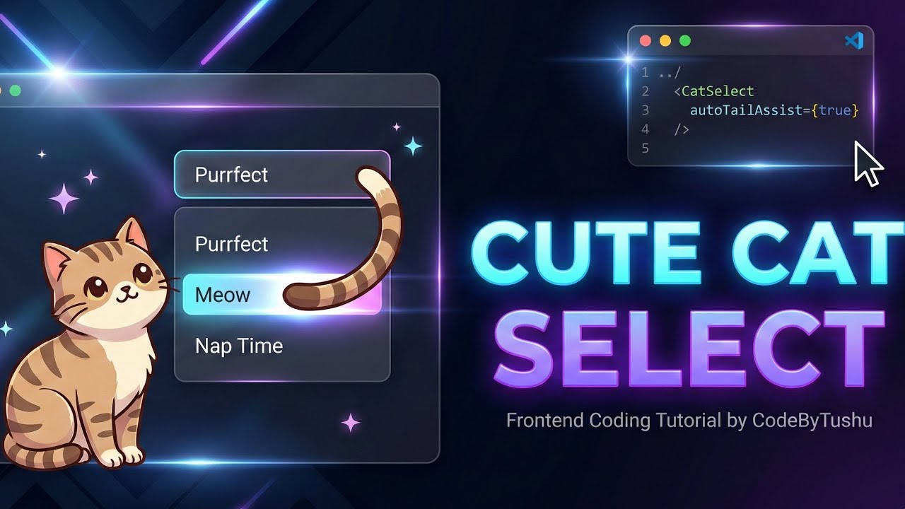 Cute Cat Select 🐱 Auto Tail Assist Dropdown UI with CSS & JS ...
