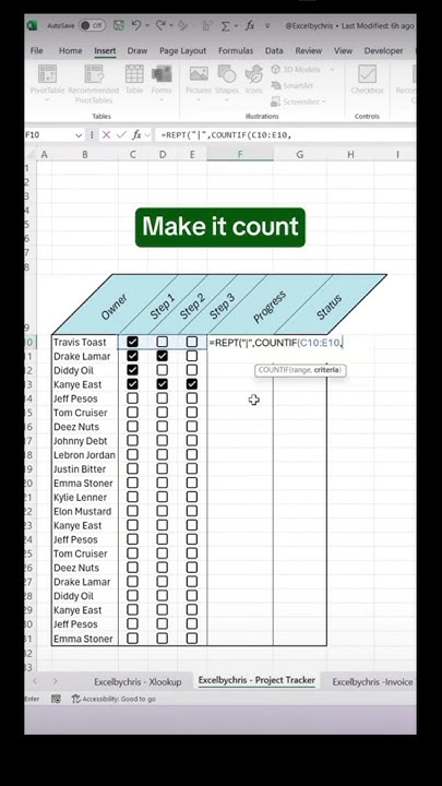 Creating Project Tracker in Excel! #exceltrick2024 #exceltips #shorts # ...