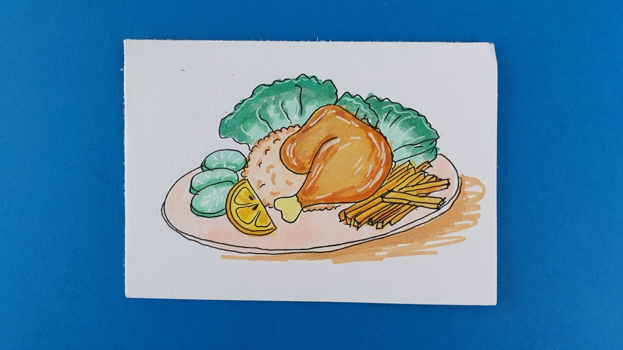 Draw Delicious Chicken Rice Using Marker - YouTube