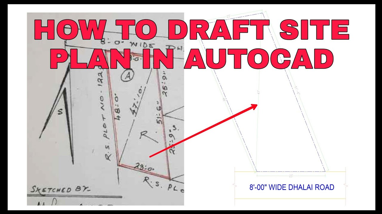 HOW TO DRAW OR DRAFT PLOT OR ANY SITE PLAN WITH DIAGONAL MEASUREMENT IN ...