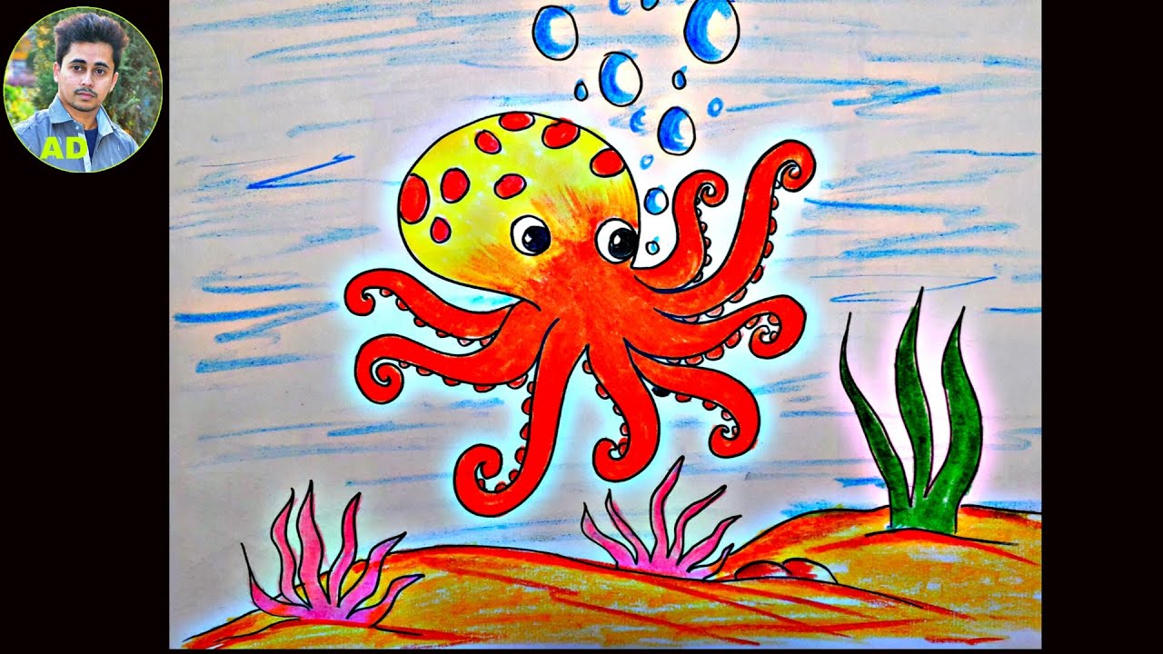 How to draw Octopus step by step | How to Draw Underwater scenery - YouTube