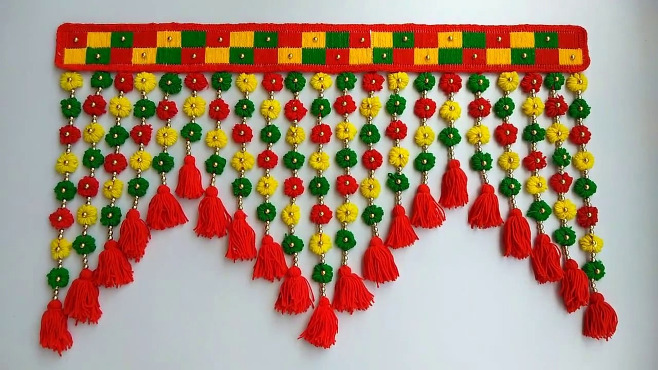 DIY - DOOR HANGING TORAN MAKING CRAFT || BEAUTIFUL DOOR TORAN MAKING ...