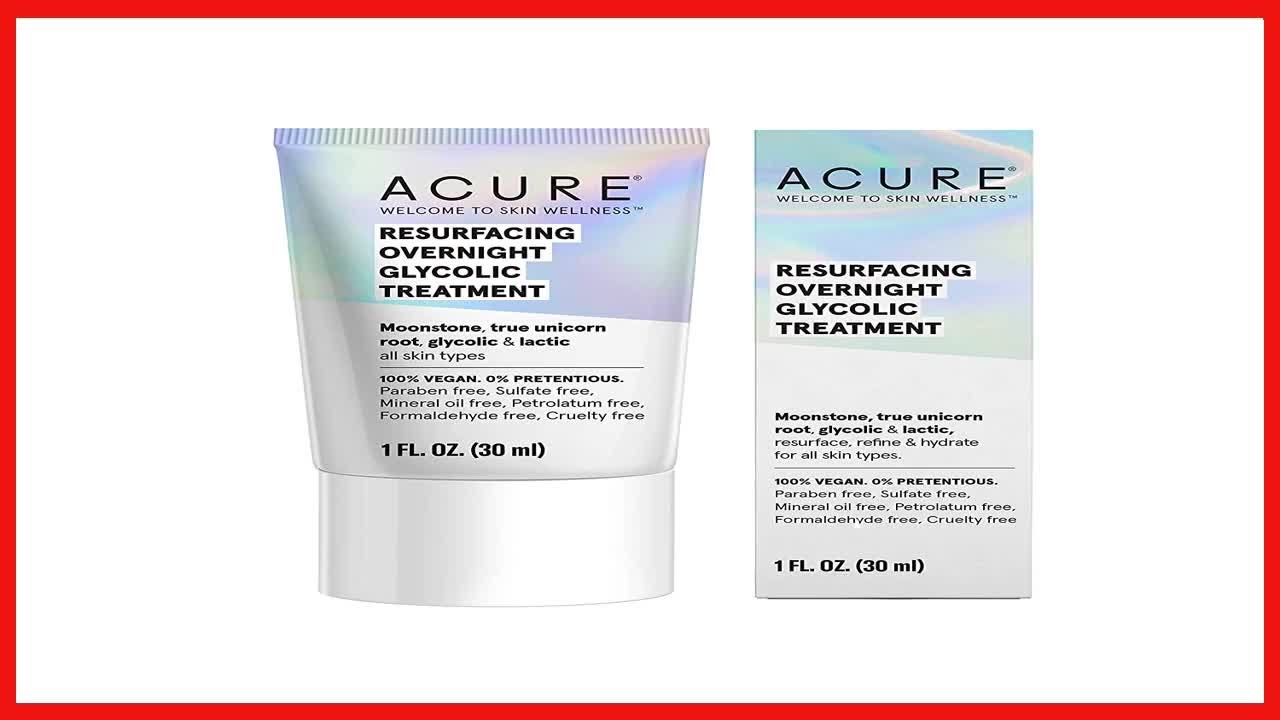 ACURE Resurfacing Overnight Glycolic Treatment | 100% Vegan | Illuminating Dewy Glow | Moonstone ...