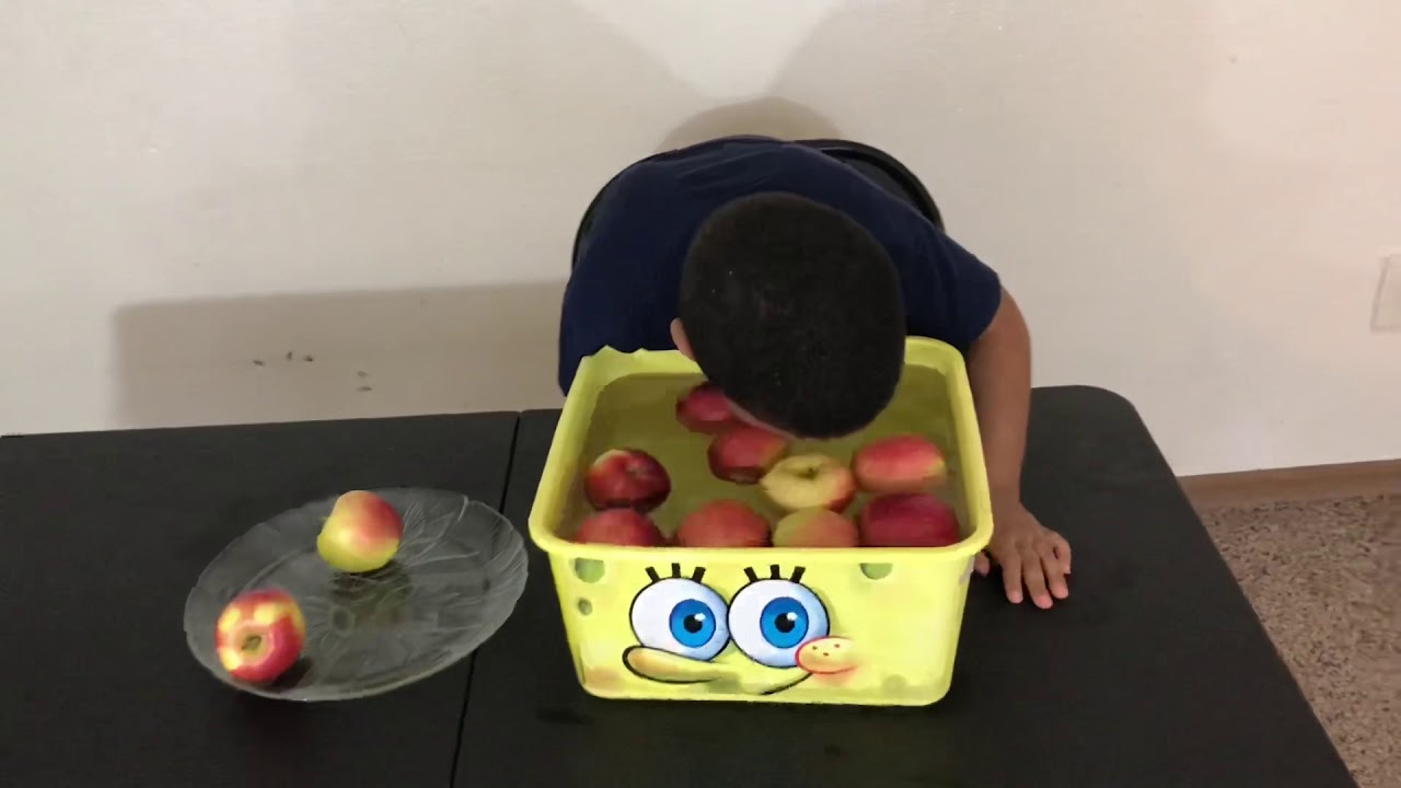 Simon’s apple bobbing challenge!! - YouTube