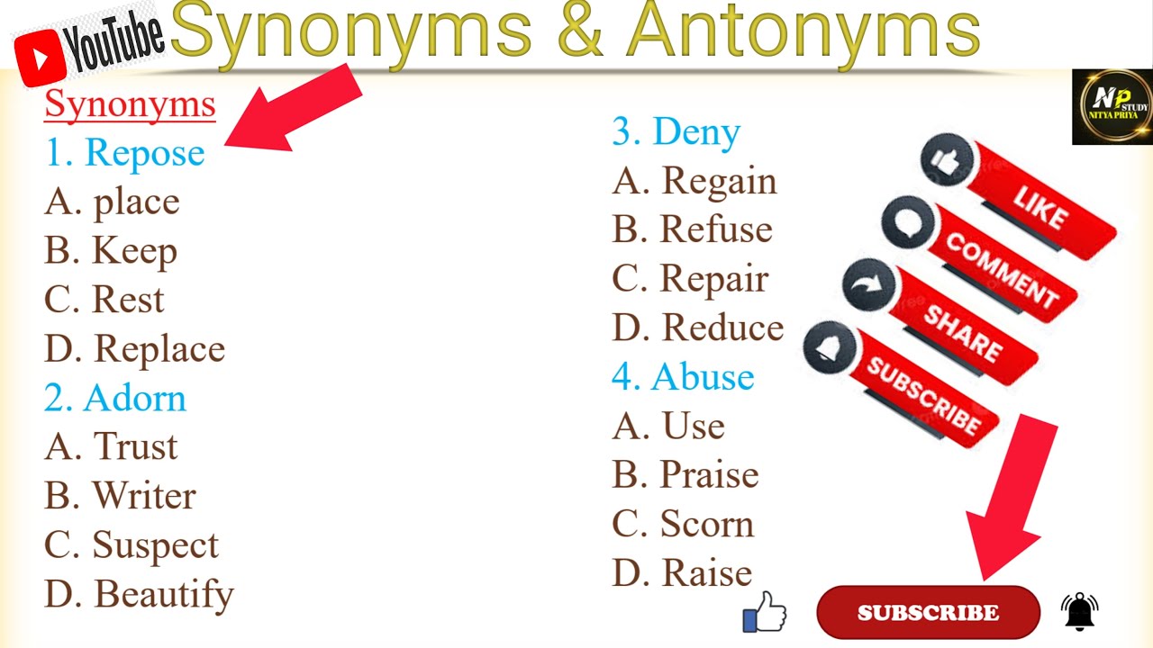 ANTONYMS AND SYNONYMS // HIGH COURT AND SSC, GD ME PUCHHE GYE QUESTIONS ...