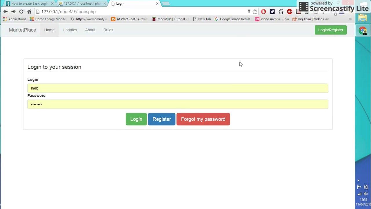 HOW TO CREATE BASIC LOGIN PAGE IN PHP,MYSQL,BOOTSTRAP | nodeME - YouTube