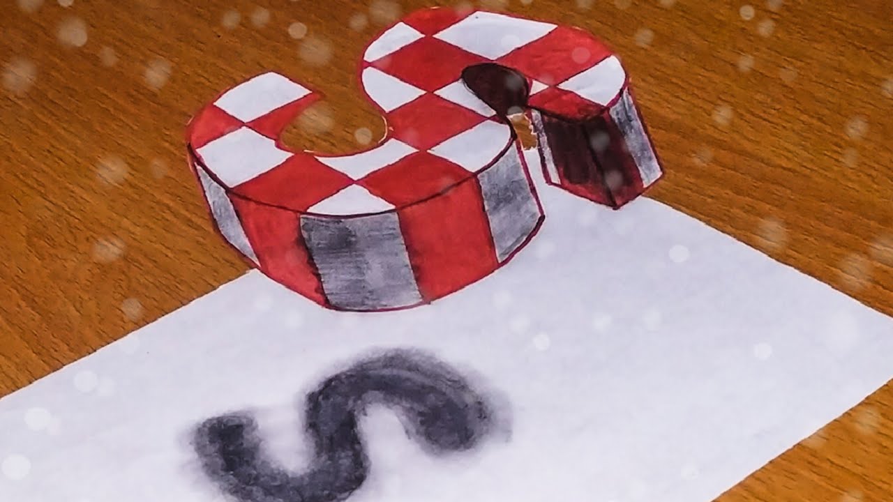 3d Trick Art On Paper Floating Chess Letter S Youtube