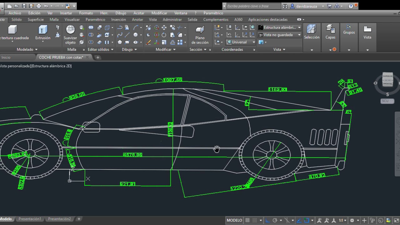 Coche en Autocad 2D David Zarauza - YouTube