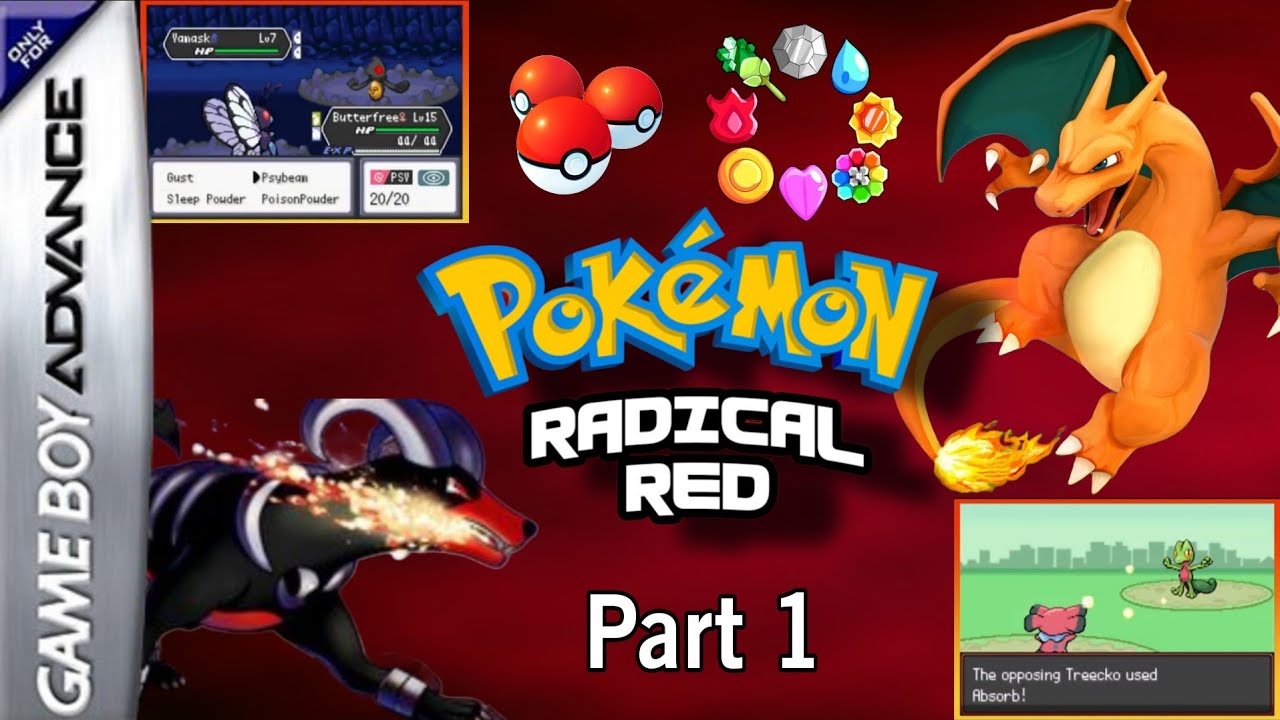 Pokemon Radical Red (GBA) Part 1 - Pallet Town, Viridian Forest, Pewter ...